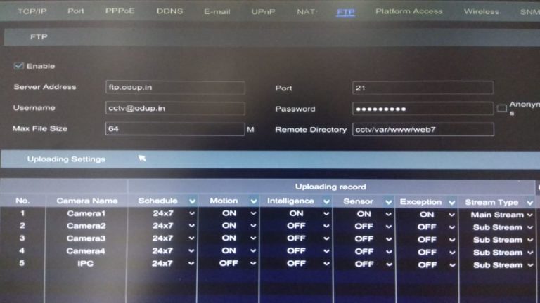 Cctv Ftp Server Configuration For DVR/NVR CCTV Cloud Storage