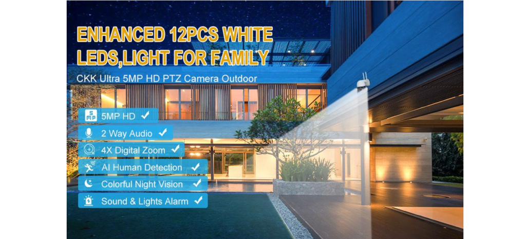 CKK 5MP PTZ Outdoor Best Security Camera For Smart Home